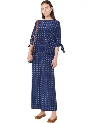 Max Mara Crepe De Chine Printed Blouse - Navy