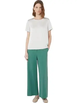 Max Mara Cotton Satin Cropped Trousers - Green