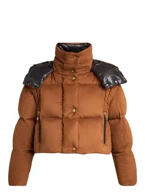 Moncler Paterne Convertible Short Down Jacket With Detachable Hood Cognac