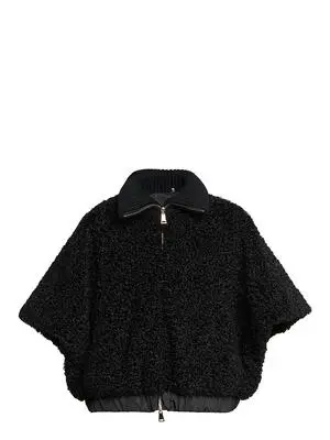 Moncler Reversible Faux Fur Cape - Black