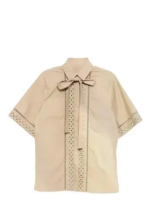 Elie Saab Embroidered Cotton Shirt - Grey