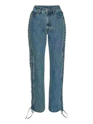 ROTATE BY BIRGER CHRISTENSEN Laced Straight Leg Jeans - Blue