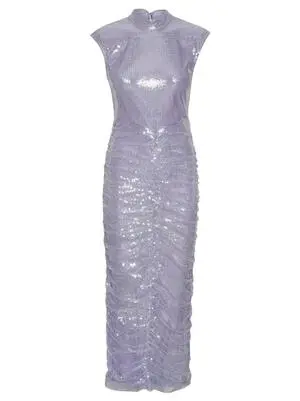 Remain Birger Christensen Sequin High-neck Midi Dress - Purple