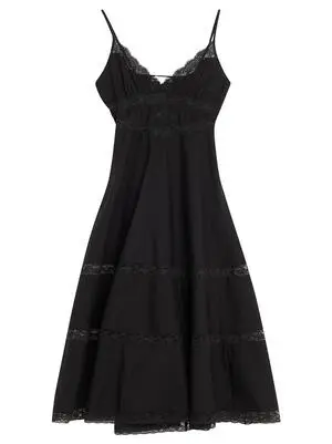 LoveShackFancy Catryn Lace-trim Midi Dress - Black