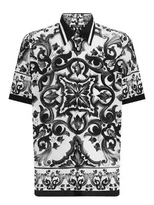 Dolce & Gabbana Graphic-print Silk Shirt - Black