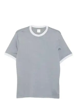 Eleventy Crew-neck Contrast-trim T-shirt - Blue