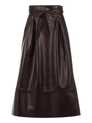 Martin Grant Leather A-line Midi Skirt - Brown