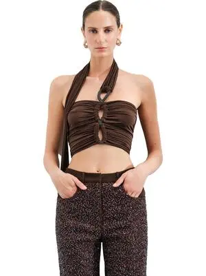 Ila Suki Cotton Trousers - Brown