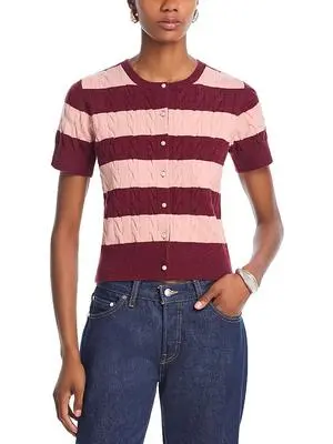 WAYF Lucille Striped Cardigan - Pink Stripe