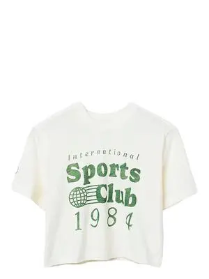 Junk Food Clothing International Sports Club 1984 Mock Neck Crop Tee - Vintage White