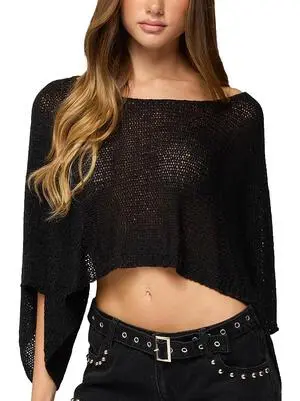 EDIKTED Laline Oversized Knit Crop Top - Black