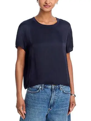 PERFECTWHITETEE Delphine Satin Tee - Navy