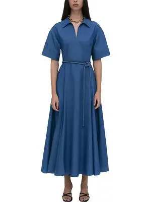Rosetta Getty Slit Front Caftan Shirt Dress - Blue