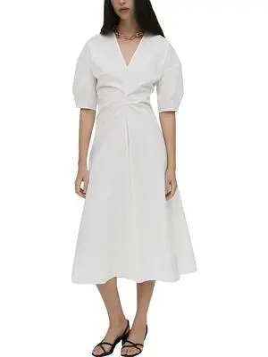 Rosetta Getty Torqued Short Sleeve Dress - White
