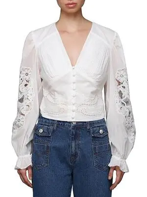 Avec Les Filles Embroidered Shirt - White