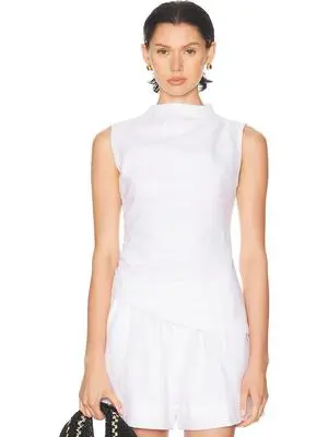 AEXAE Linen Ruched Top - White