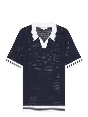 Onia Mesh Knit Polo In Navy - Deep Navy & White