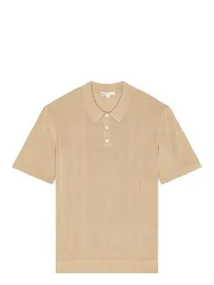 Onia Silk Ribbed Knit Polo - Tan