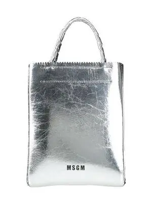 MSGM Leather Shopper Bag - Silver