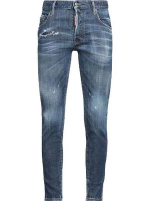 Dsquared2 Jeans In Cotton, Polyester, Elastane, And Calfskin - Blue