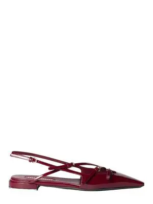 Miu Miu Patent-leather Slingback Flat Pumps - Red
