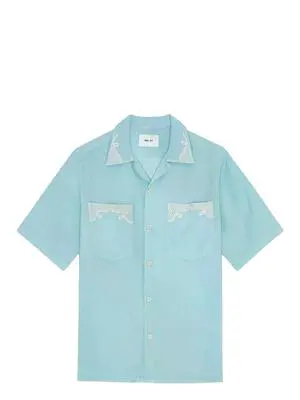 Nn07 Embroidered-pocket Short-sleeve Shirt - Blue