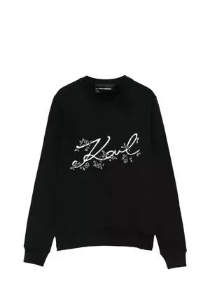 Karl Lagerfeld Floral-embroidered Sweatshirt - Black