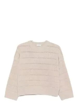 Brunello Cucinelli Striped Open-knit Sweater - Neutrals