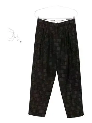 Kenzo Pleated Patterned Straight-leg Trousers - Brown