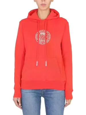 AUTRY Circular-logo Cotton Hoodie - Red