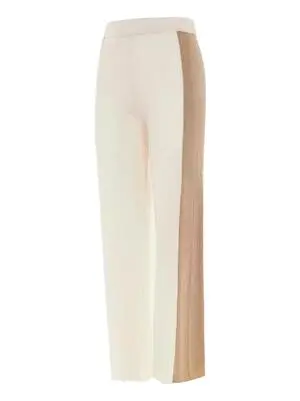 AKEP Side-stripe Straight Trousers - Neutrals