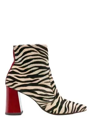 Chie Mihara 80mm Zebra-print Ankle Boots - Neutrals