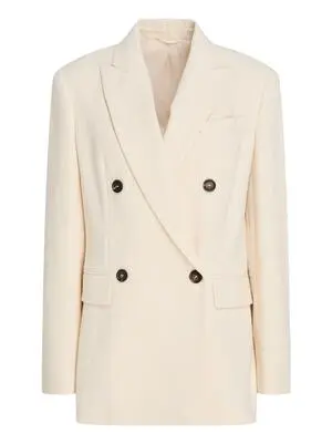 Brunello Cucinelli Double-breasted Cotton And Wool-blend Drill Blazer - Ivory