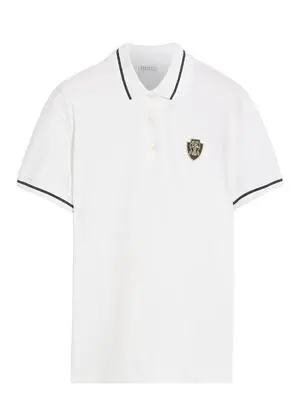 Brunello Cucinelli Appliquéd Cotton-jersey Polo Shirt - White