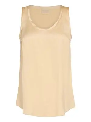 Brunello Cucinelli Silk-blend Satin Top - Cream