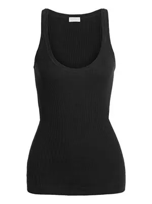 Brunello Cucinelli Ribbed Cotton-jersey Tank - Black
