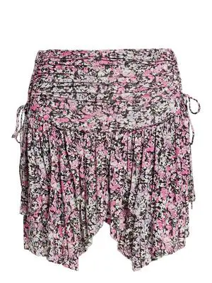 Isabel Marant Santa Ruched Floral-print Mini Skirt - Pink
