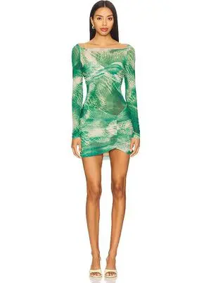 AFRM Ramsey Ruched Mesh Dress - Green