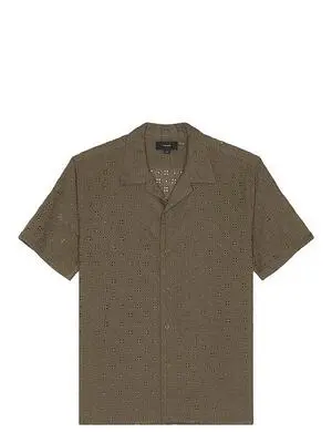 Vince Cotton Eyelet Collar Shirt In Green - Dome