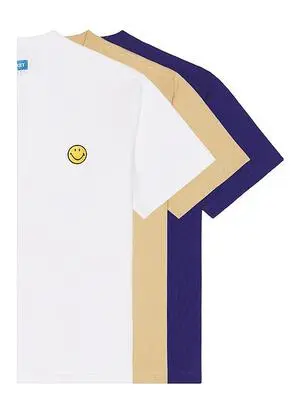 MARKET Smiley Badge Tee 3 Pack In White - White  Future Desk  & Oat Milk
