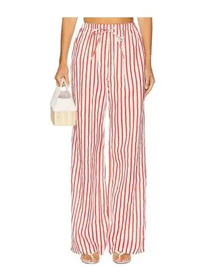 AEXAE Linen Drawstring Pant - Stripe Red