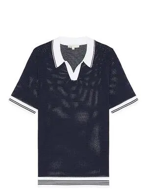 Onia Mesh Knit Polo In Navy - Deep Navy & White
