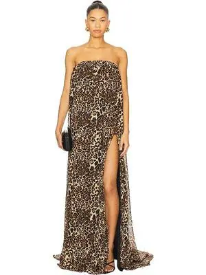 AWAVE STUDIO Long Dress With Slit - Leopard