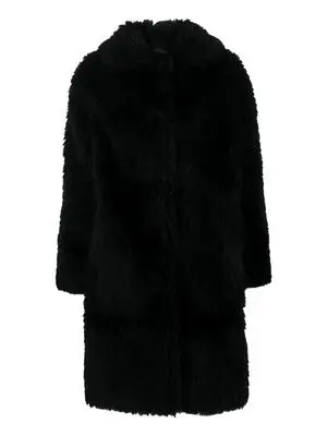 YVES SALOMON Faux-fur Wool-blend Coat - Black
