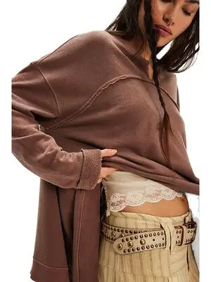 Free People Cascade Sweatshirt Spiced Chocolate