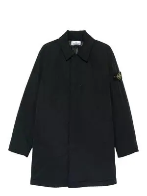 Stone Island Patch-Pocket Recycled-Polyester Coat Black