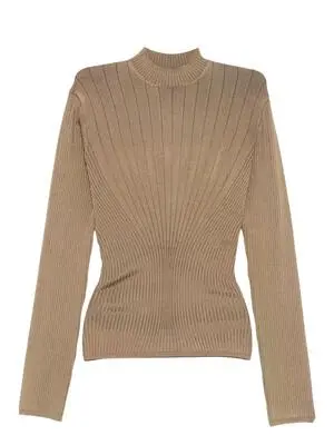 MUGLER Ribbed High-neck Jumper - Neutrals
