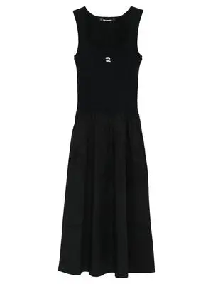 Karl Lagerfeld Ribbed-knit Midi Dress - Black