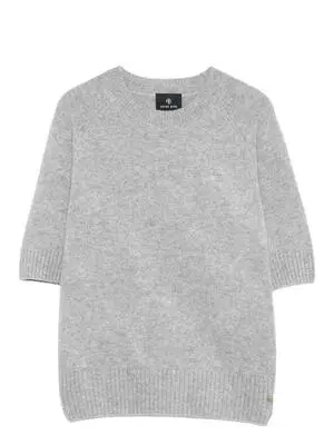 ANINE BING Short-sleeve Cashmere Sweater - Grey