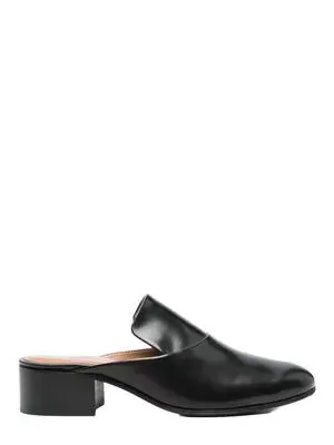 ANNE THOMAS 40mm Leather Block-heel Mules - Black